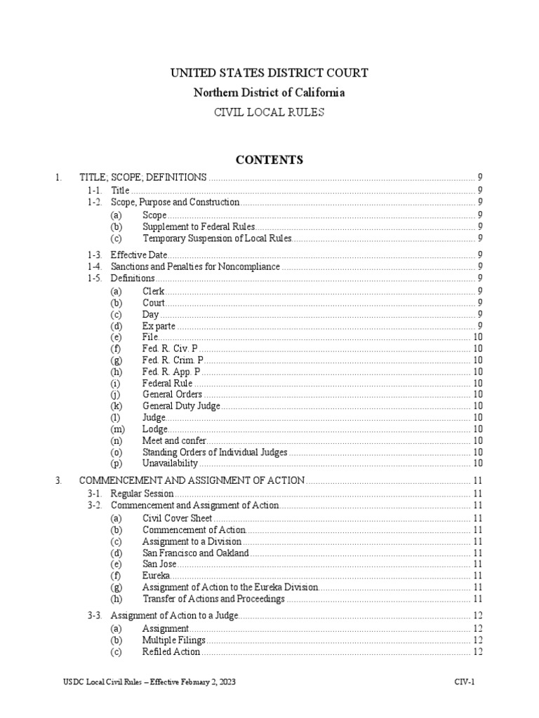 CAND Civil Local Rules 2-2-2023 | PDF | Discovery (Law) | Deposition (Law)