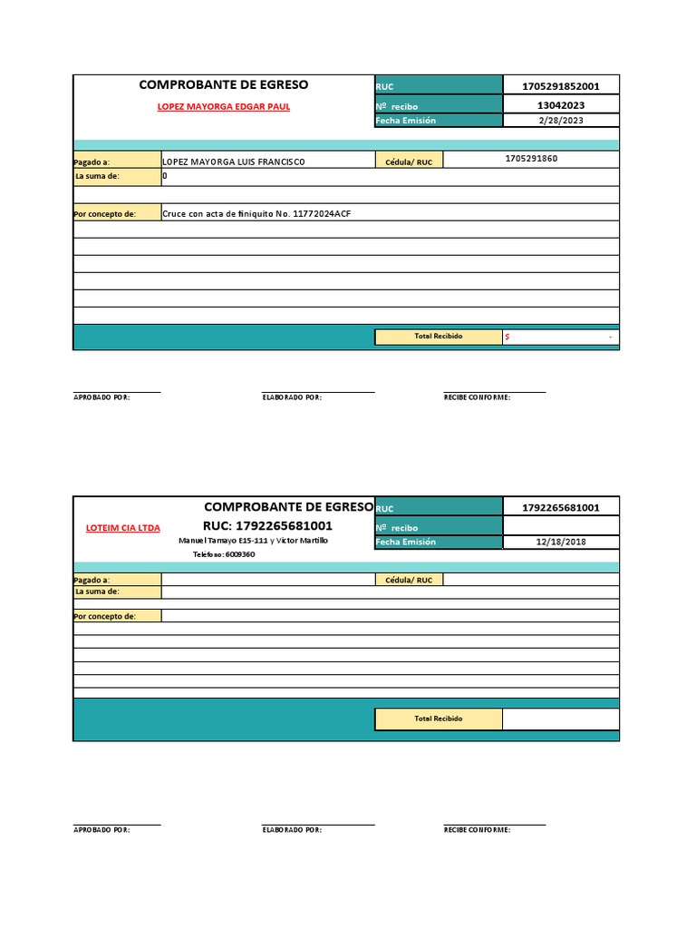 Comprobante de Egreso | PDF