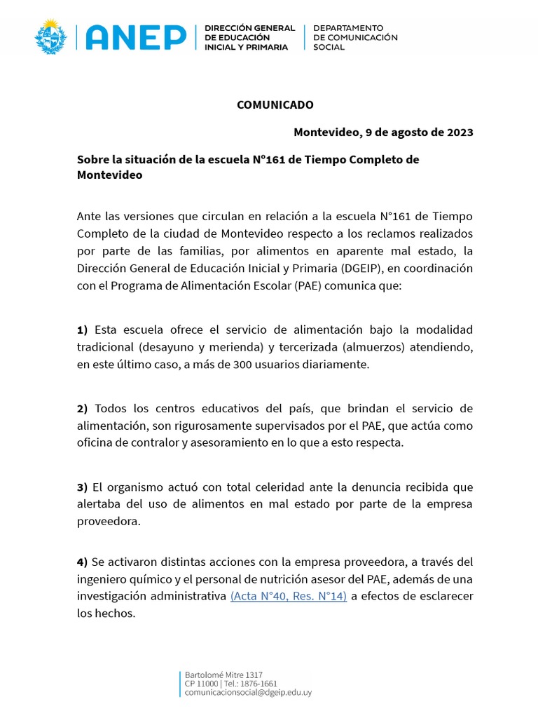 Comunicado de ANEP | PDF