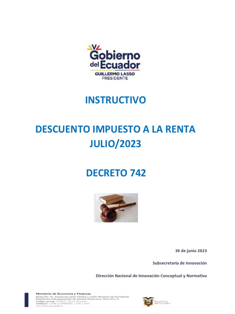 Instructivo Recálculo Impuesto Renta Julio 2023 Decreto 742 | PDF ...