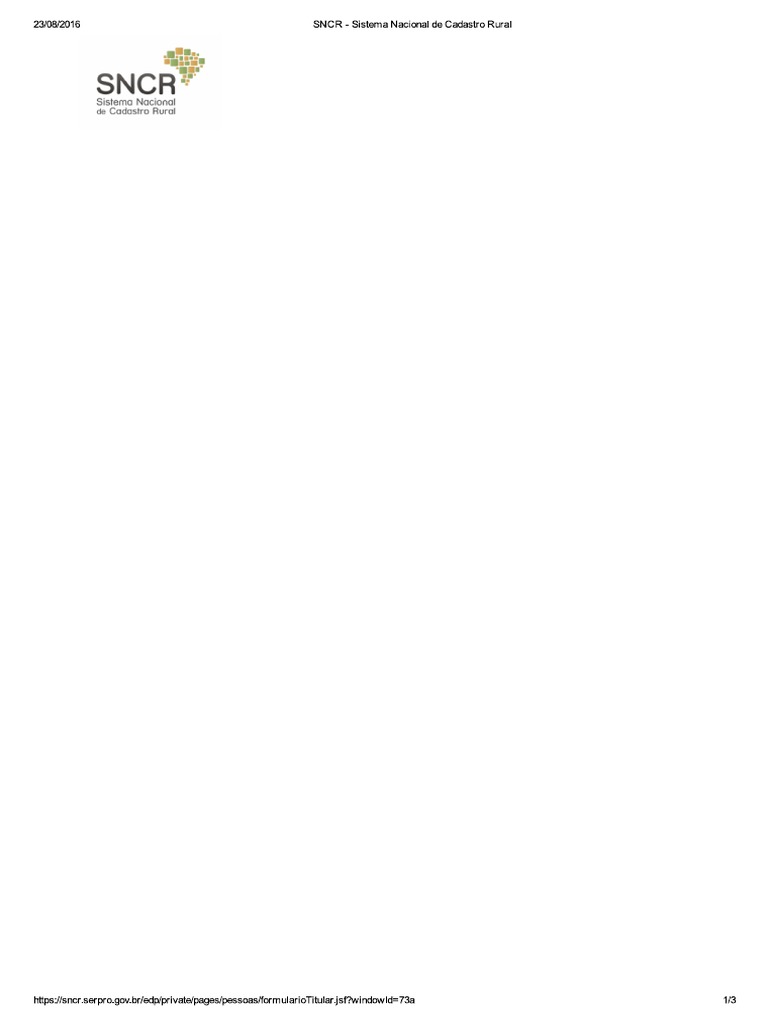SNCR - Sistema Nacional de Cadastro Rural | PDF