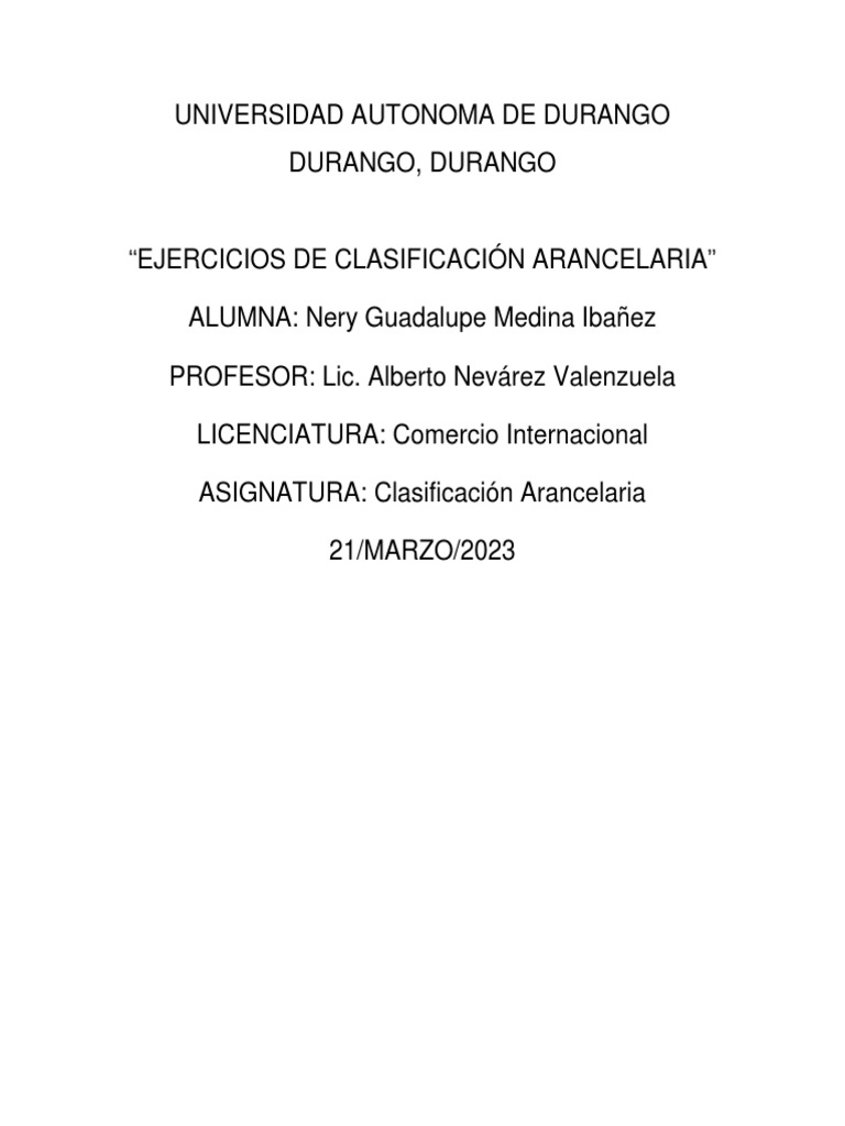 Clasificacion Arancelaria de Mercancias Practica SIICEX | PDF