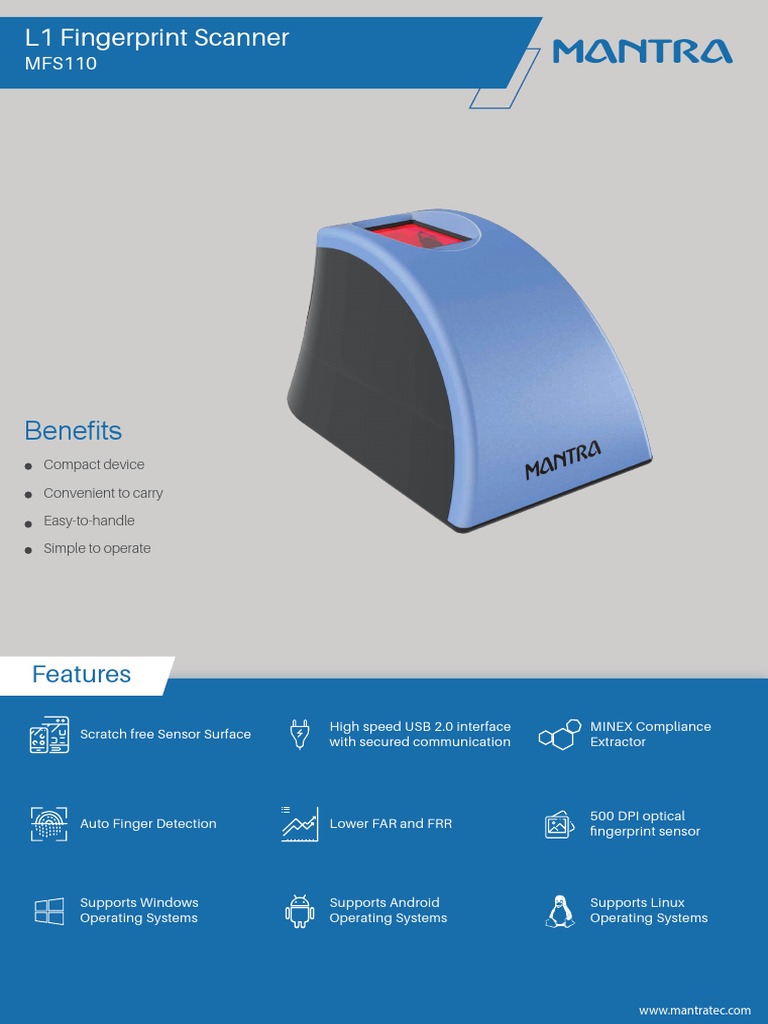 MFS110 | PDF | Fingerprint | Image Scanner