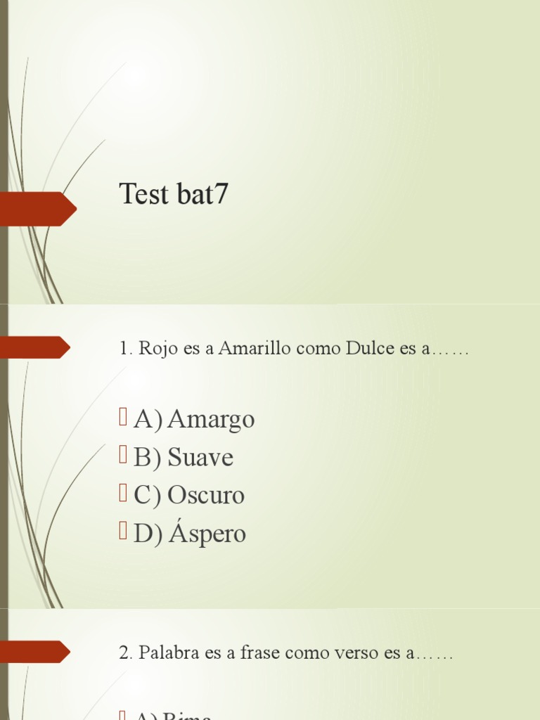 Test Bat7 Sin Respuesta | PDF | Libros para adolescentes