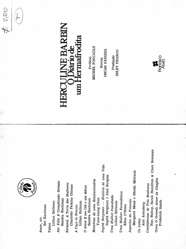 Foucault - Herculine Barbin O Diario de Um Hermafrodita | PDF