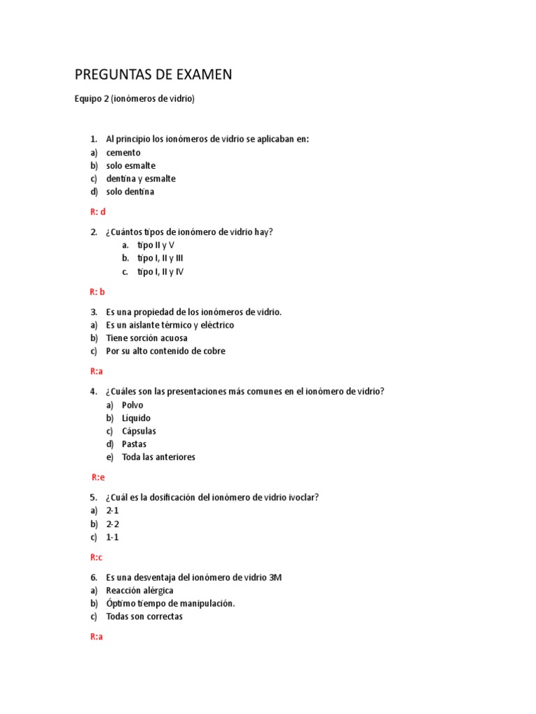 Preguntas de Examen | PDF