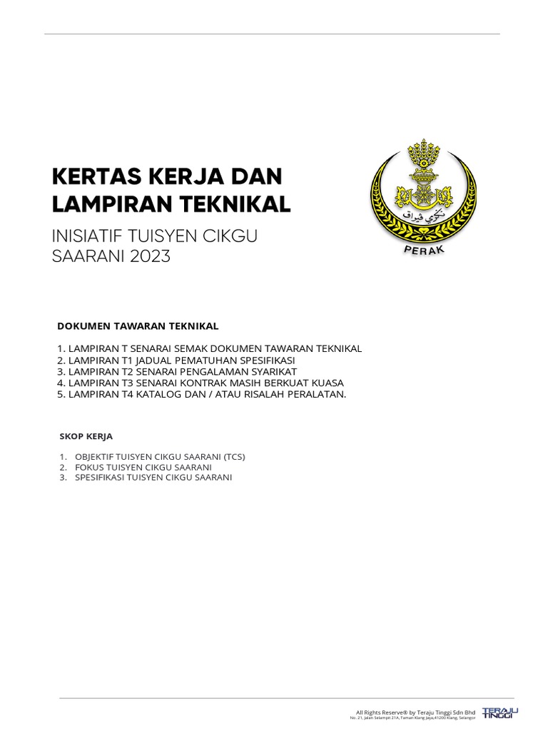 Kertas Kerja Lampiran Teknikal Cikgu Saarani PERAK 2023 | PDF