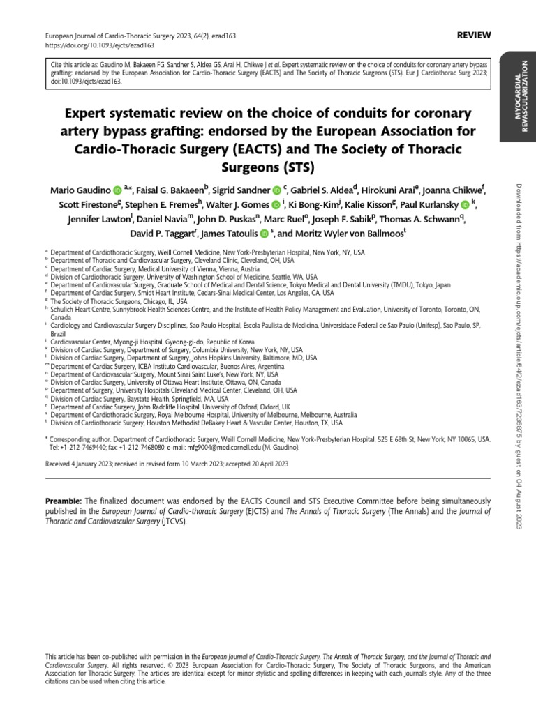 CABG Conduit | PDF | Coronary Artery Bypass Surgery | Cardiothoracic ...