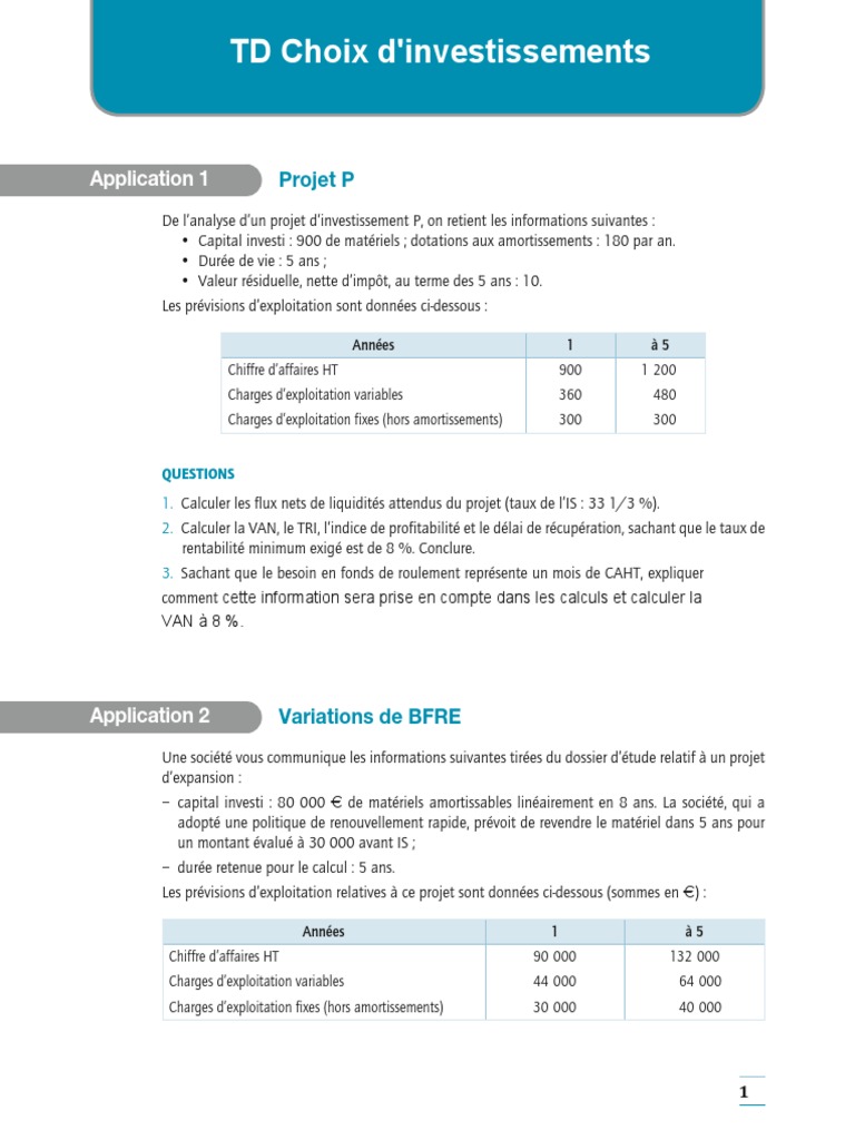 TD4 Choix D'investissement | PDF