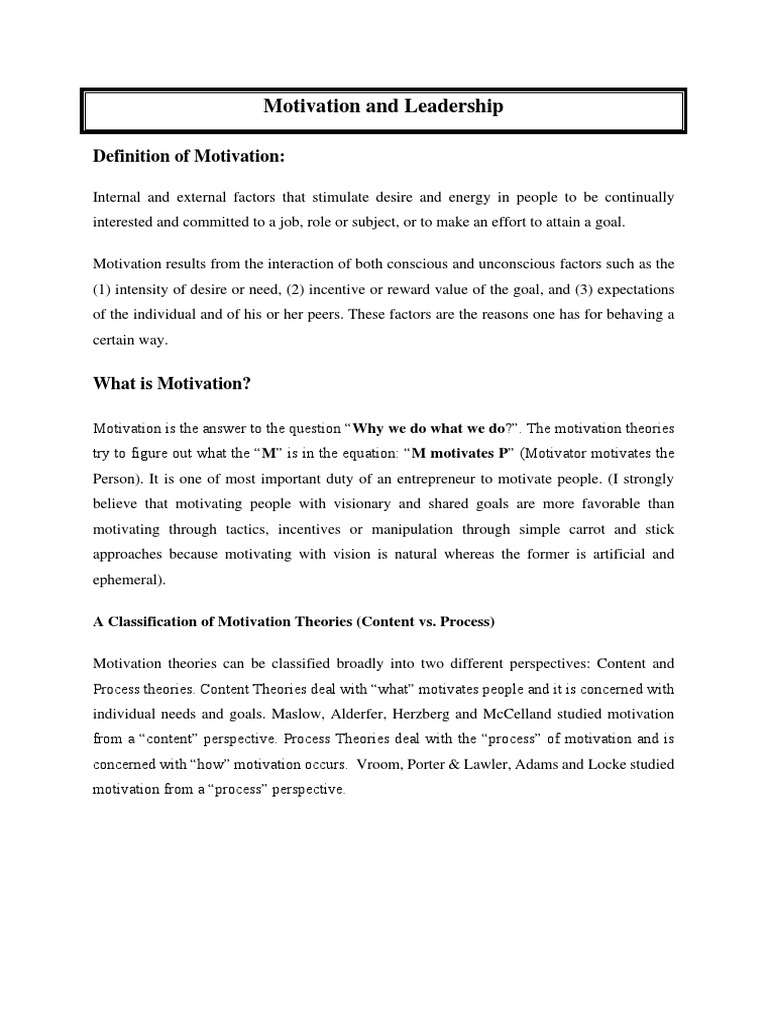 Unit 4 Motivation and Leadership | PDF | Self-Improvement