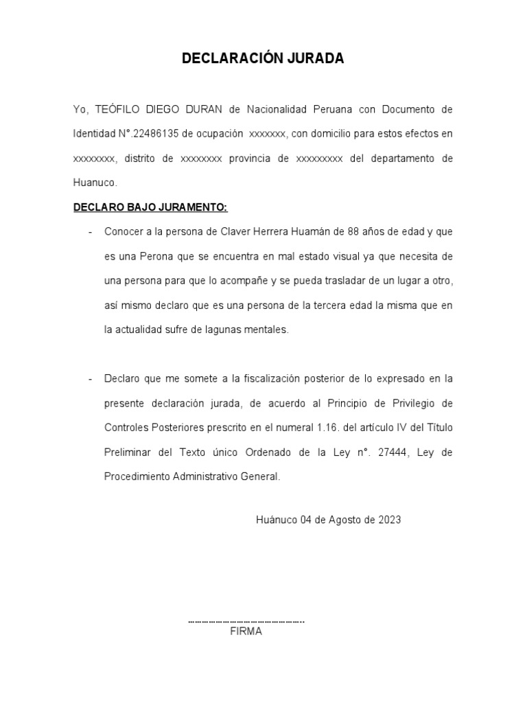 Declaración Jurada | PDF | Ciencias sociales