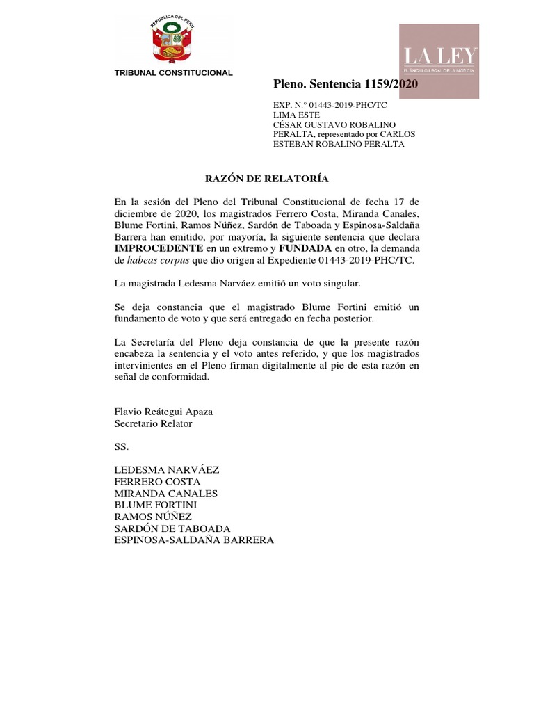 01443-2019-HC(1)_Notificación de Sentencia Es Nula Si No Consta El ... 01443-2019-HC(1)_Notificación de Sentencia Es Nula Si No Consta El ...