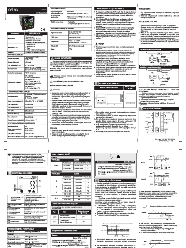 Selec tc544 Instrukcja PL | PDF