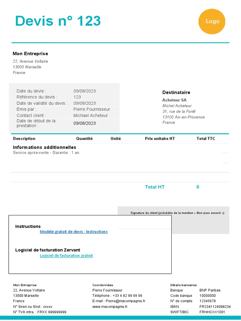 Modele de Devis Sans TVA-1 | PDF