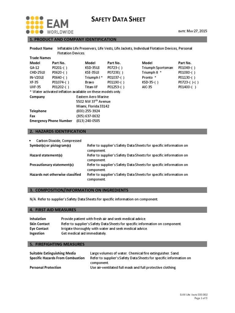 MSDS Life Vests | PDF
