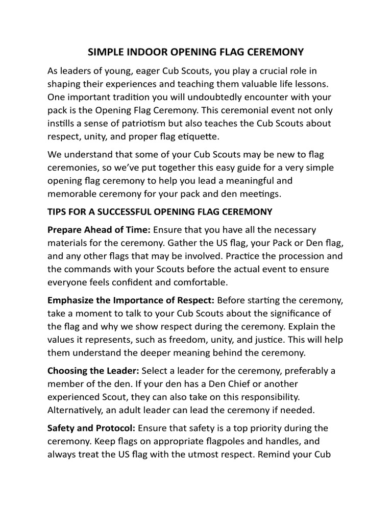 Simple Indoor Opening Flag Ceremony | PDF