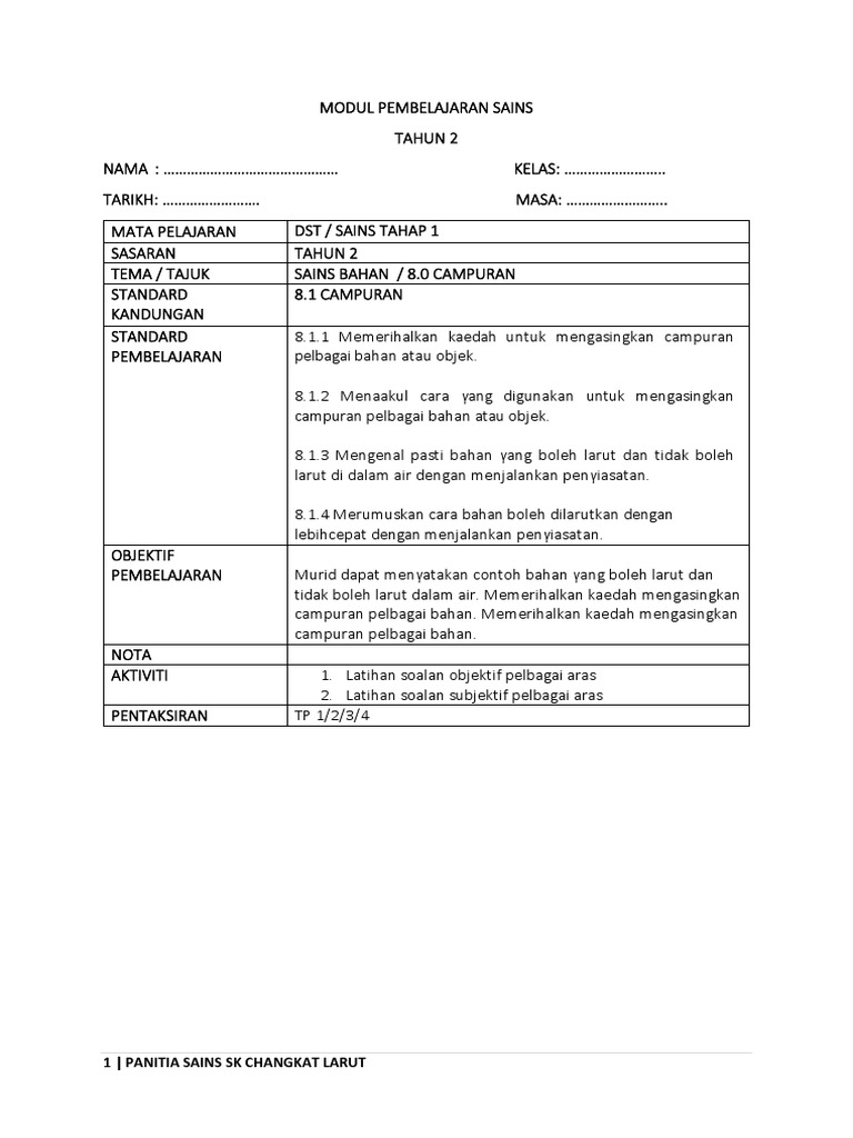 Modul Sains Campuran SKCL | PDF