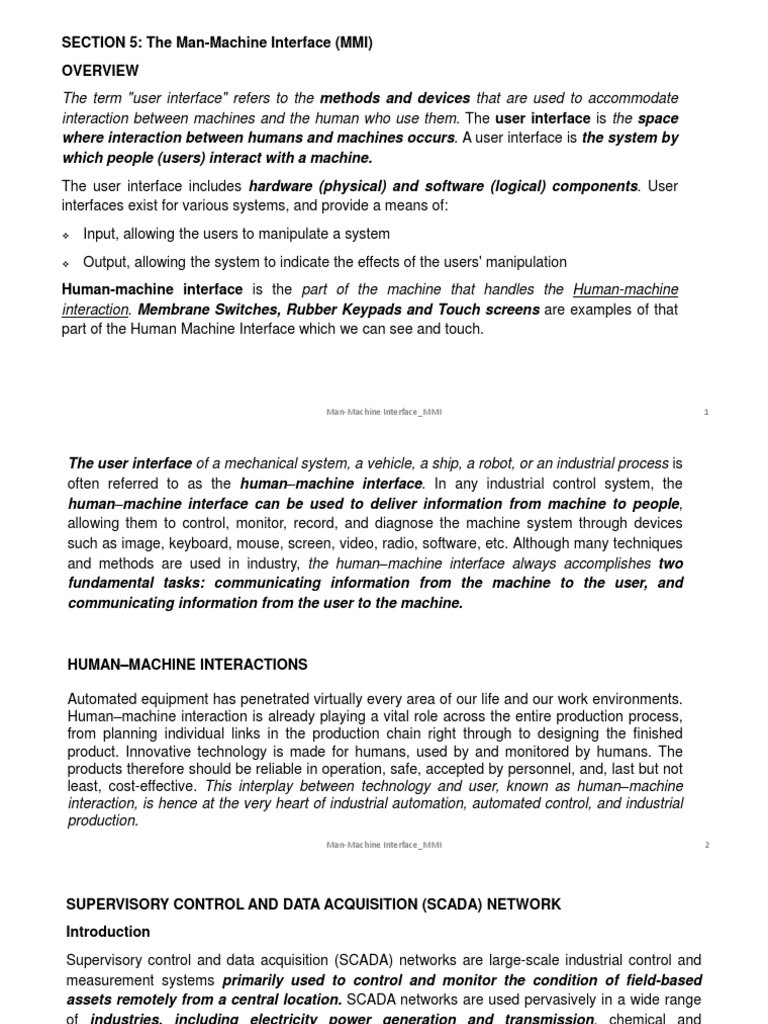 Man-Machine Interface - MMI | PDF