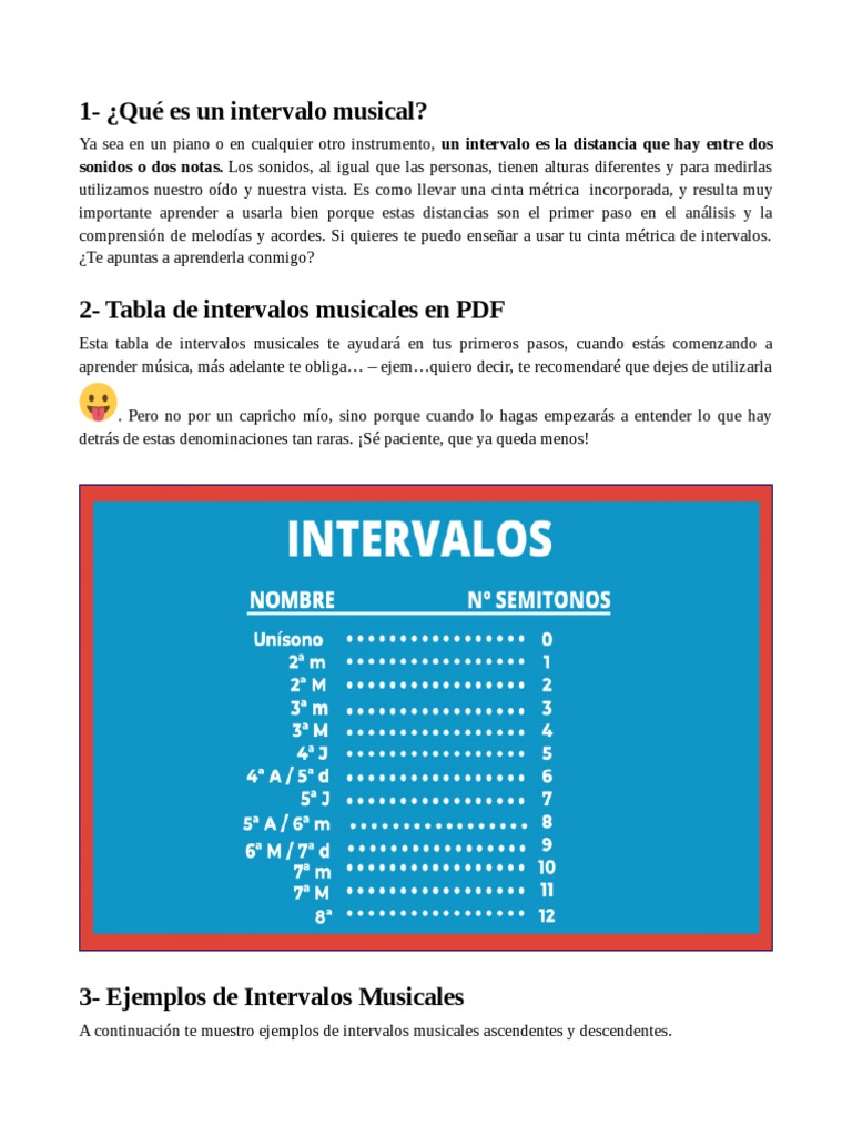 Guía Básica de Intervalos Musicales | PDF | Intervalo (música) | Escala (música)