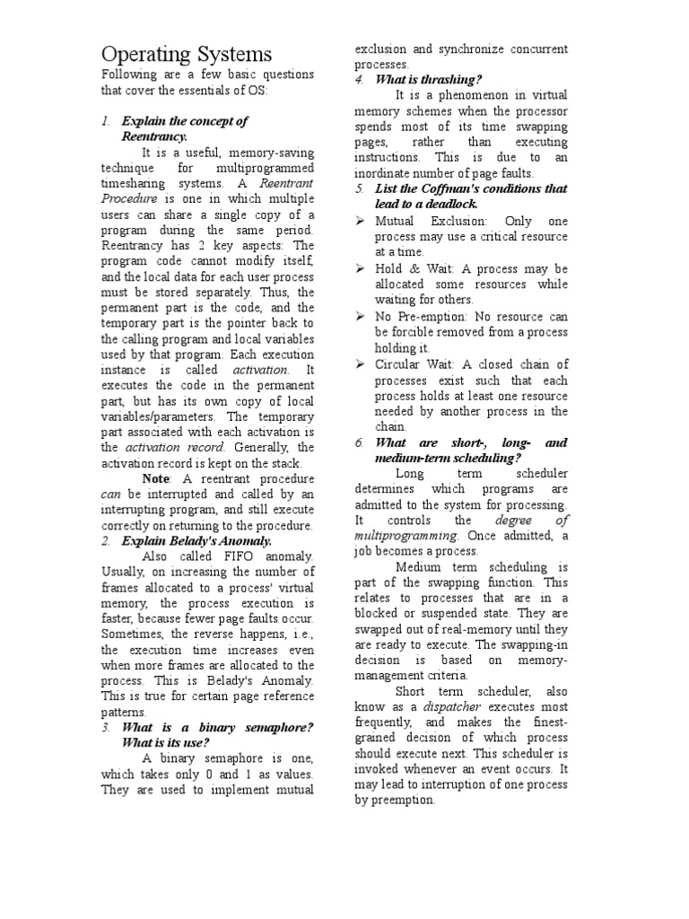 Operating Systems Pdf Process Computing Scheduling Computing