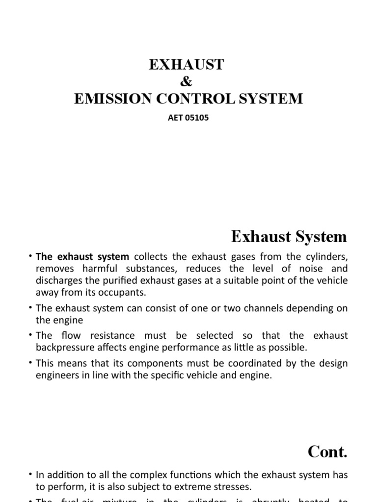 Exhaust and Emission Control Overview | PDF | Exhaust Gas | Internal ...
