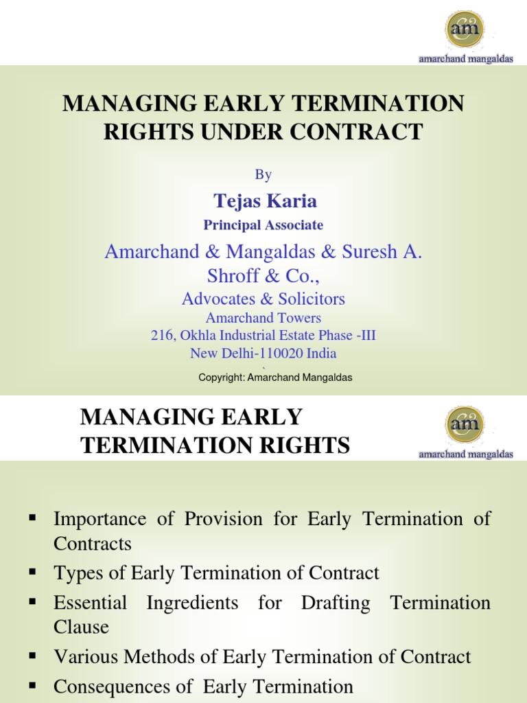 Presentation Managing Early Termination - TEJAS KARIA | PDF ...