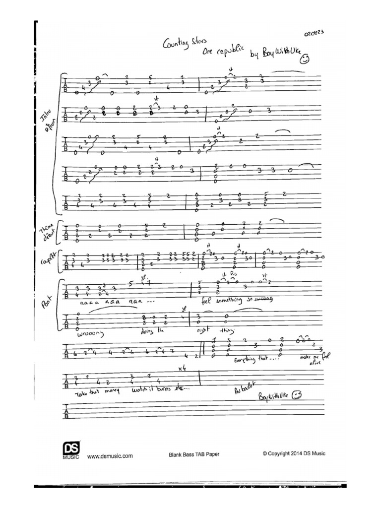 Counting Stars Fingerstyle TABS | PDF