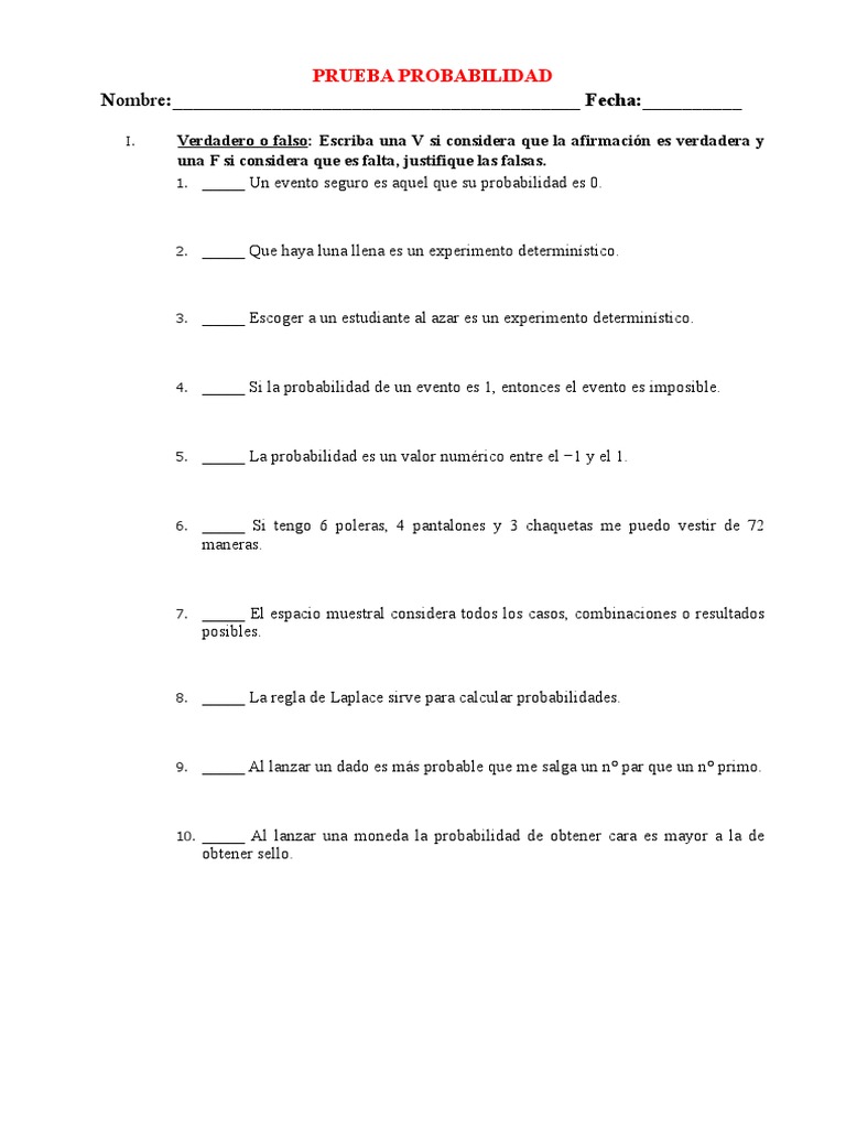 Prueba Probabilidad 2do y Adultos | PDF