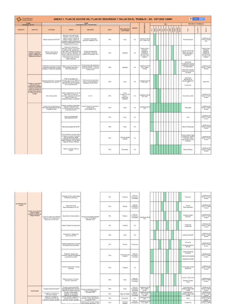 Ejemplo - Plan de Acción Del Plan de Seguridad y Salud en El Trabajo SG SST - Sst-Safework | PDF