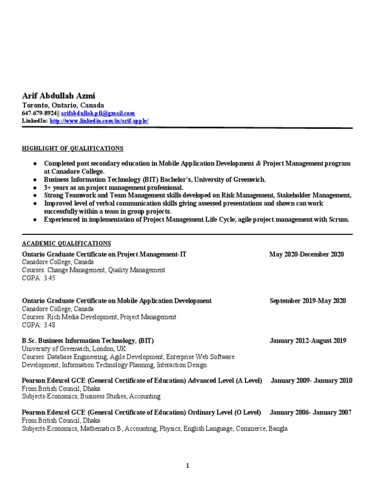 Arif Abdullah Resume Canada | PDF | Databases | Microsoft Sql Server