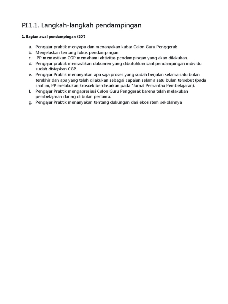 Langkah-Langkah (Kerangka Pendampingan) | PDF