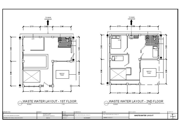 Waste Water Layout for Two-Storey Building | PDF