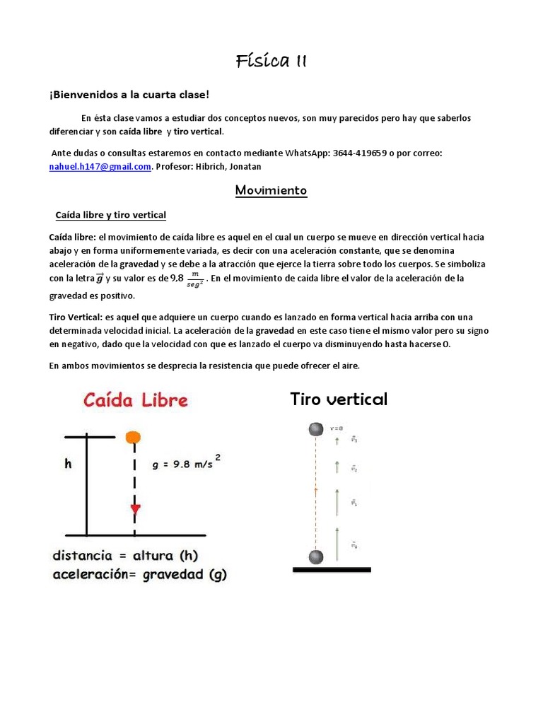 Caída Libre y Tiro Vertical: Conceptos y Ejemplos | PDF