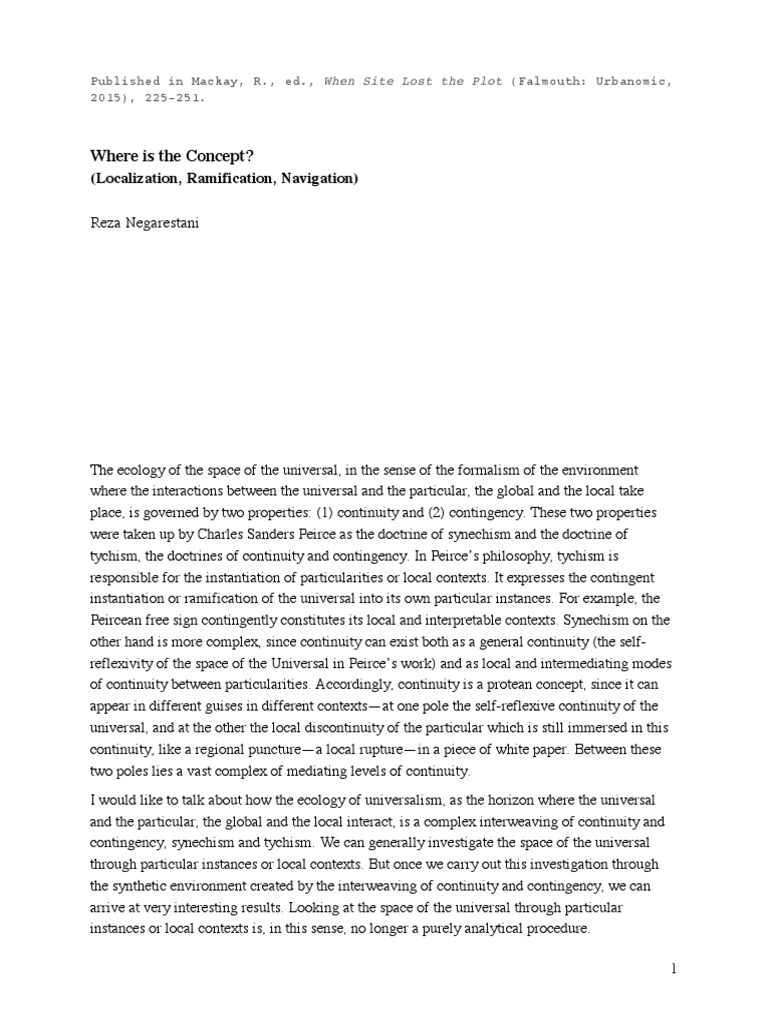 Reza Negarestani Where Is The Concept Localization, Ramification | PDF