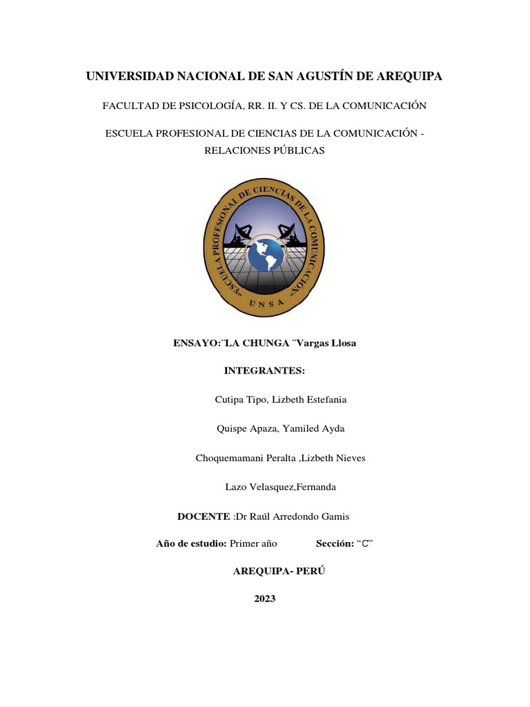 Ensayo La Chunga-M.V.L. | PDF