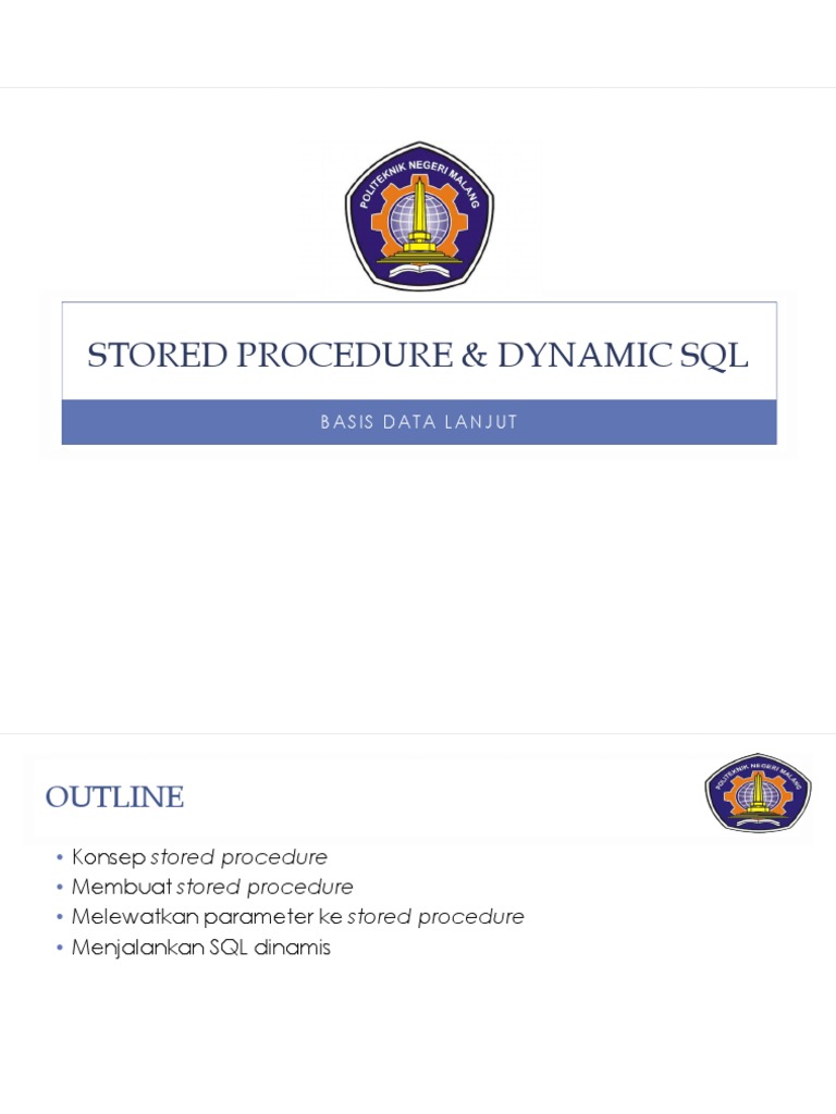 Stored Procedure Dan Dynamic SQL | PDF | Parameter (Computer ...