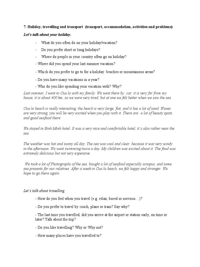 Holiday & Travel Discussions | PDF