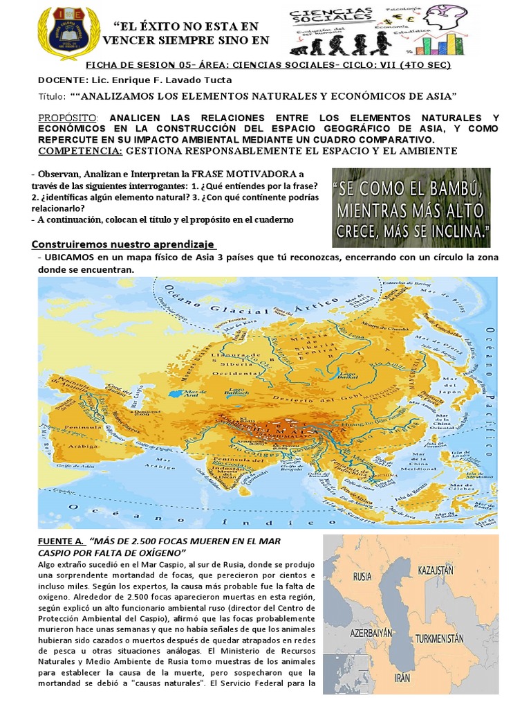 Lectura Sesion 05 Asia Caracteristicas Generales y Relieve - Docente | PDF