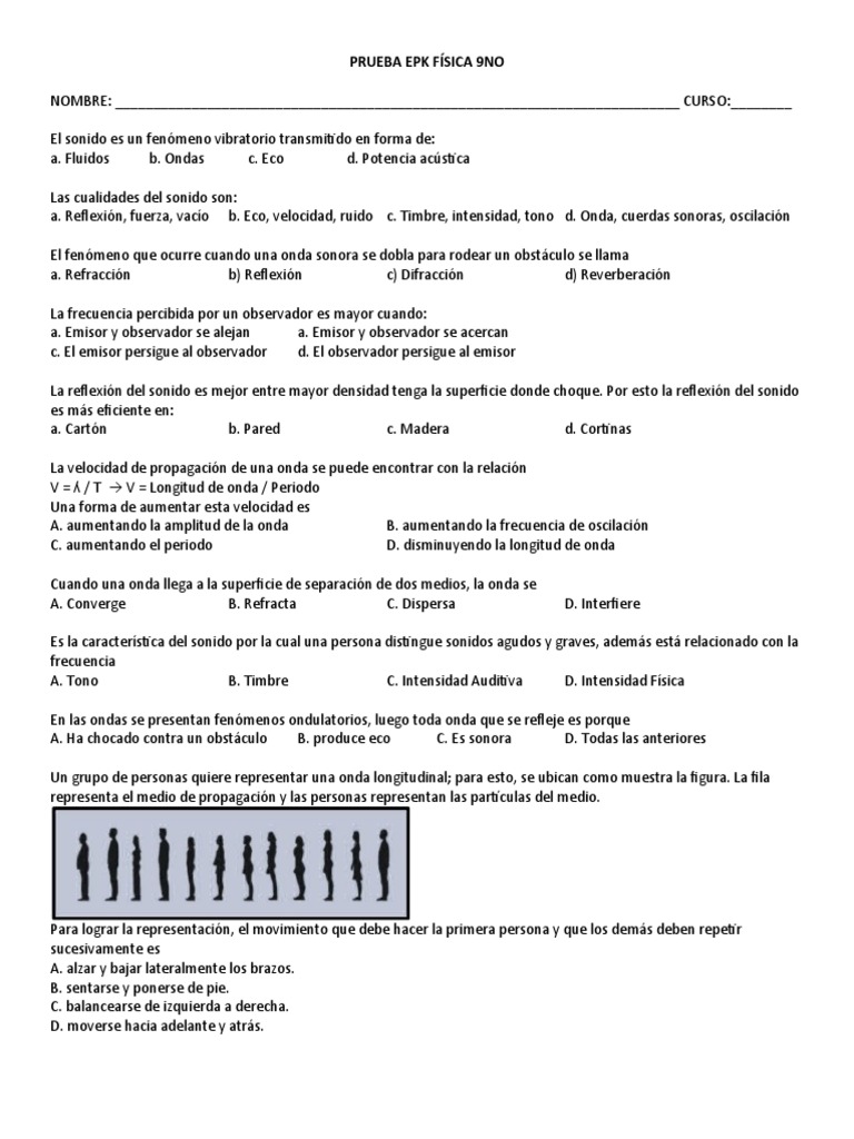 Prueba Epk Física 9no 2p | PDF