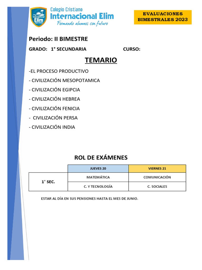 Formato para Envío de Temarios Por Curso 1° Sec | PDF