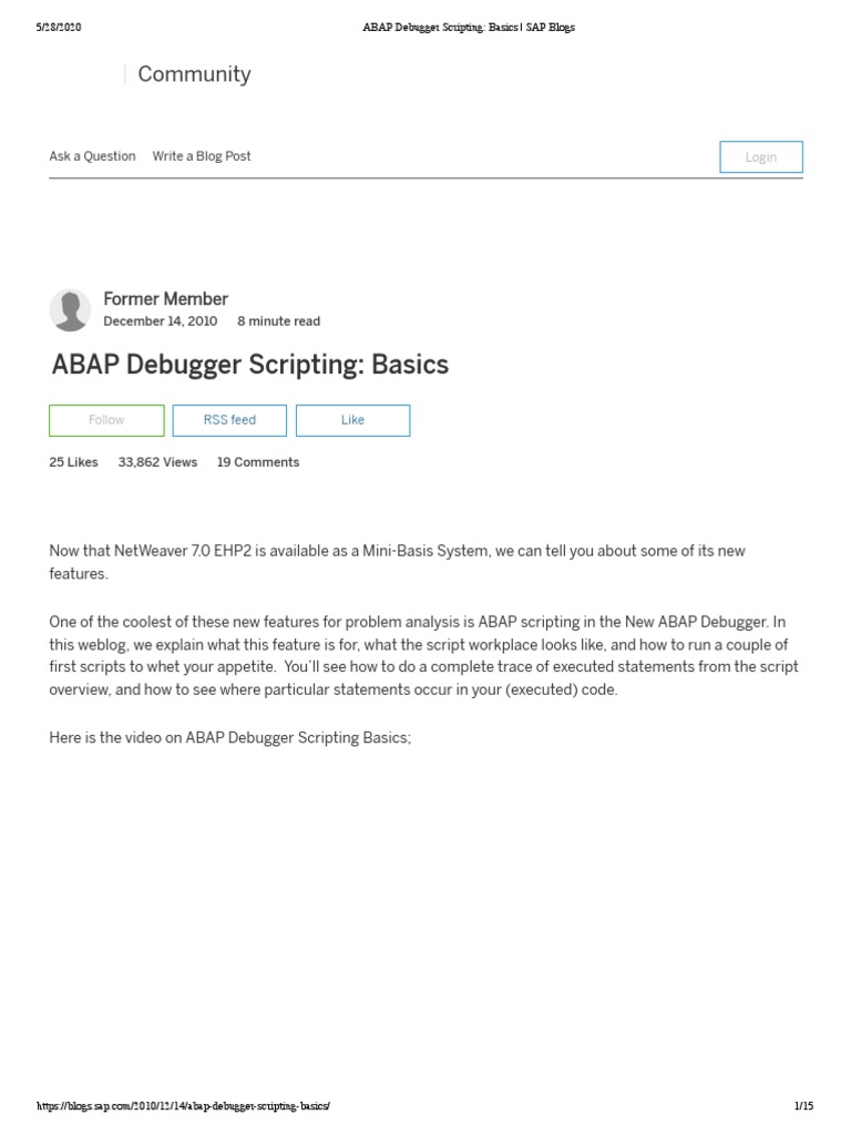 ABAP Debugger Scripting - Basics - SAP Blogs | PDF ABAP Debugger Scripting - Basics - SAP Blogs | PDF