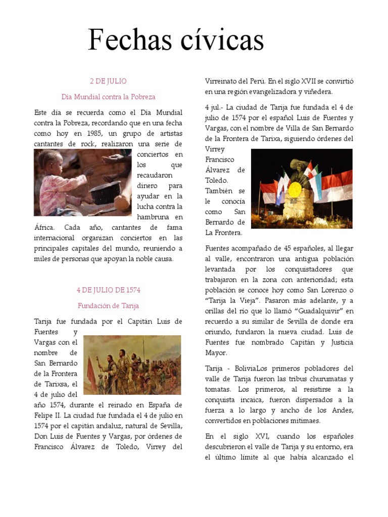 Fechas Civicas de Julio | PDF | América del Sur