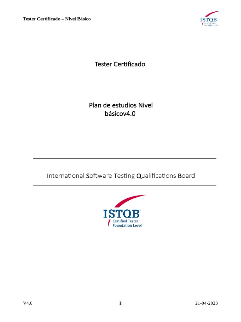 ISTQB Guía de Certificacion-V4.0 ESPAÑOL | PDF | Software | Pruebas de ...