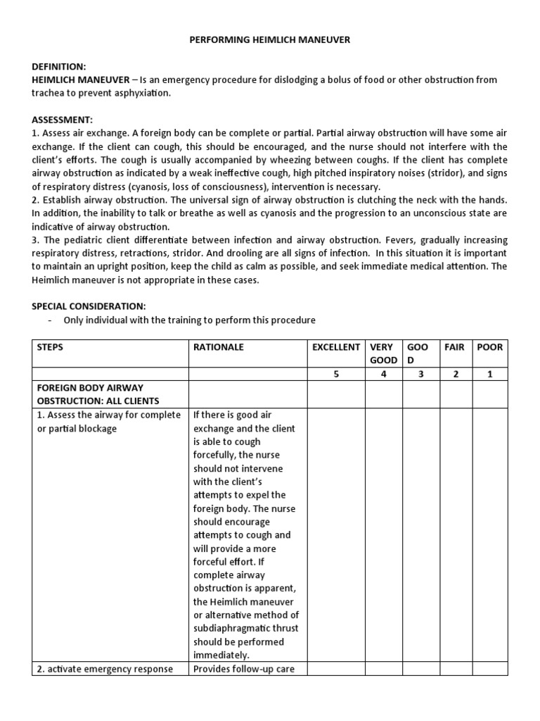 Performing Heimlich Maneuver | PDF | Clinical Medicine | Medical ...