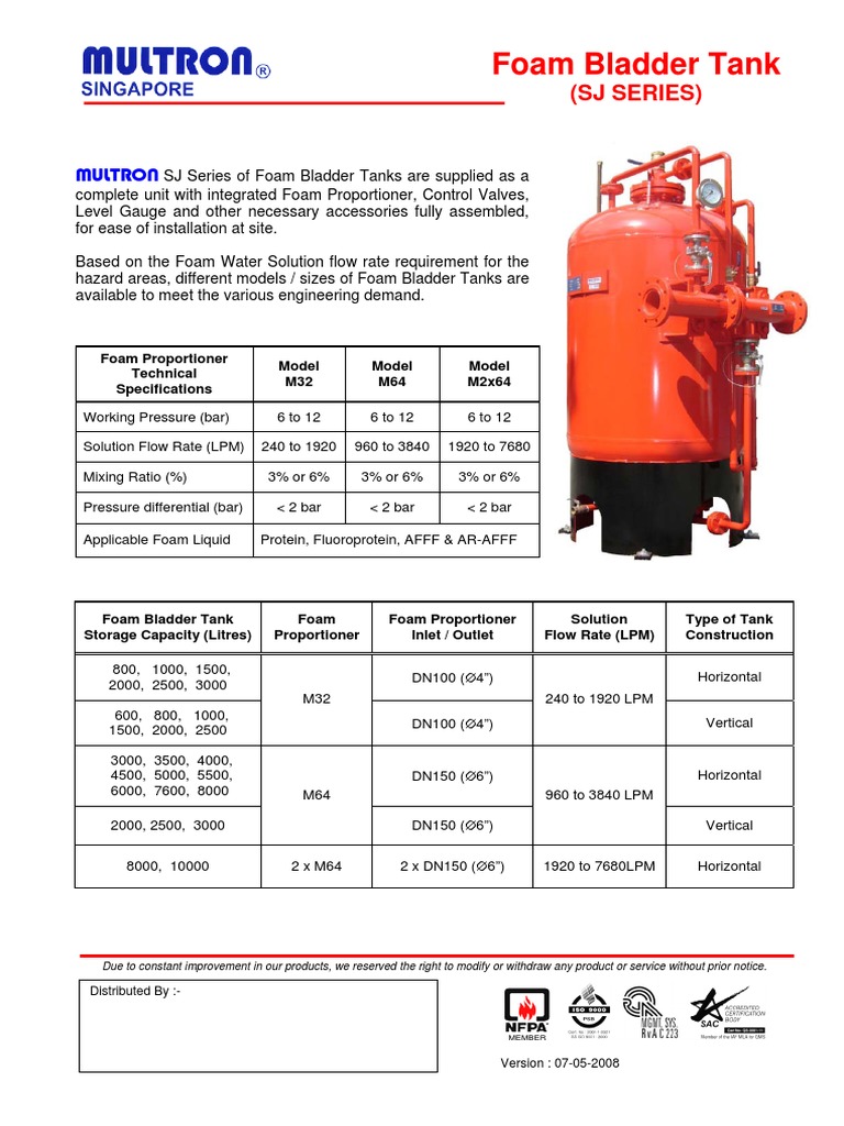 Bladder Tank, Foam Chamber & Mobile Foam Unit | PDF