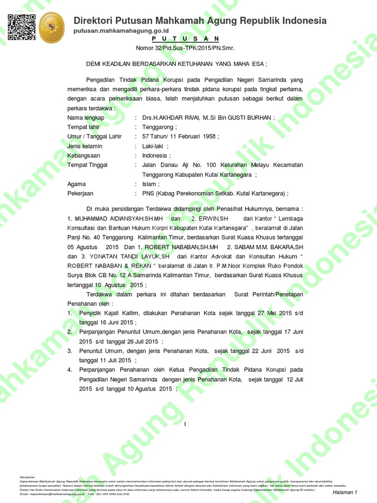 Putusan 32 Pid - Sus-Tpk 2015 PN - SMR 20230623222758 | PDF