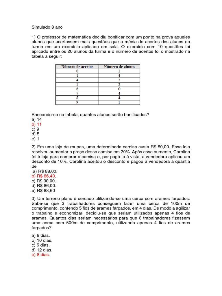 Simulado 8 Ano | PDF