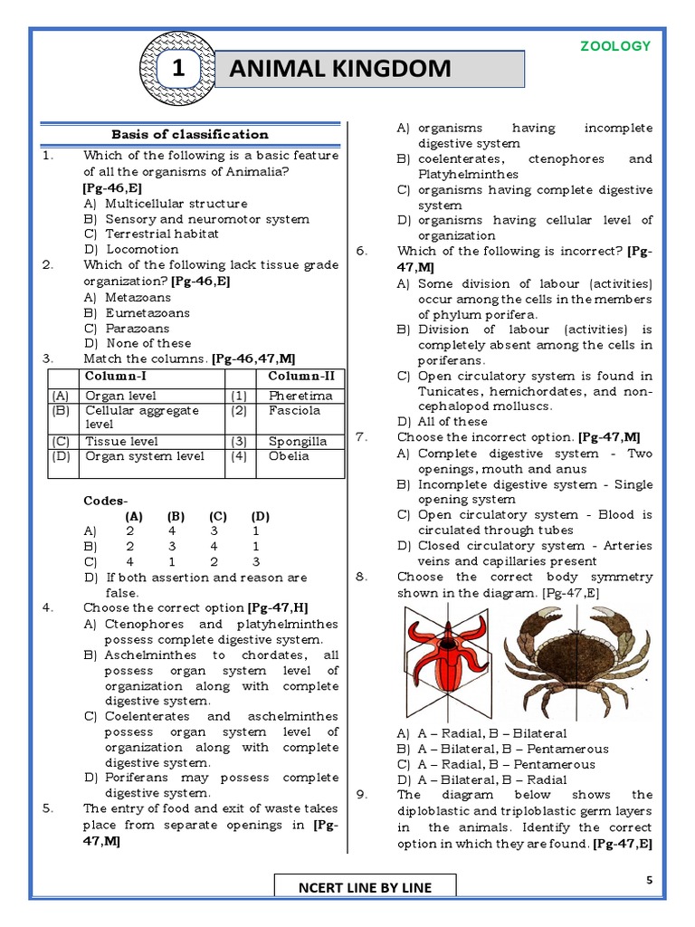 NCERT Zoology Line-by-Line Guide | PDF