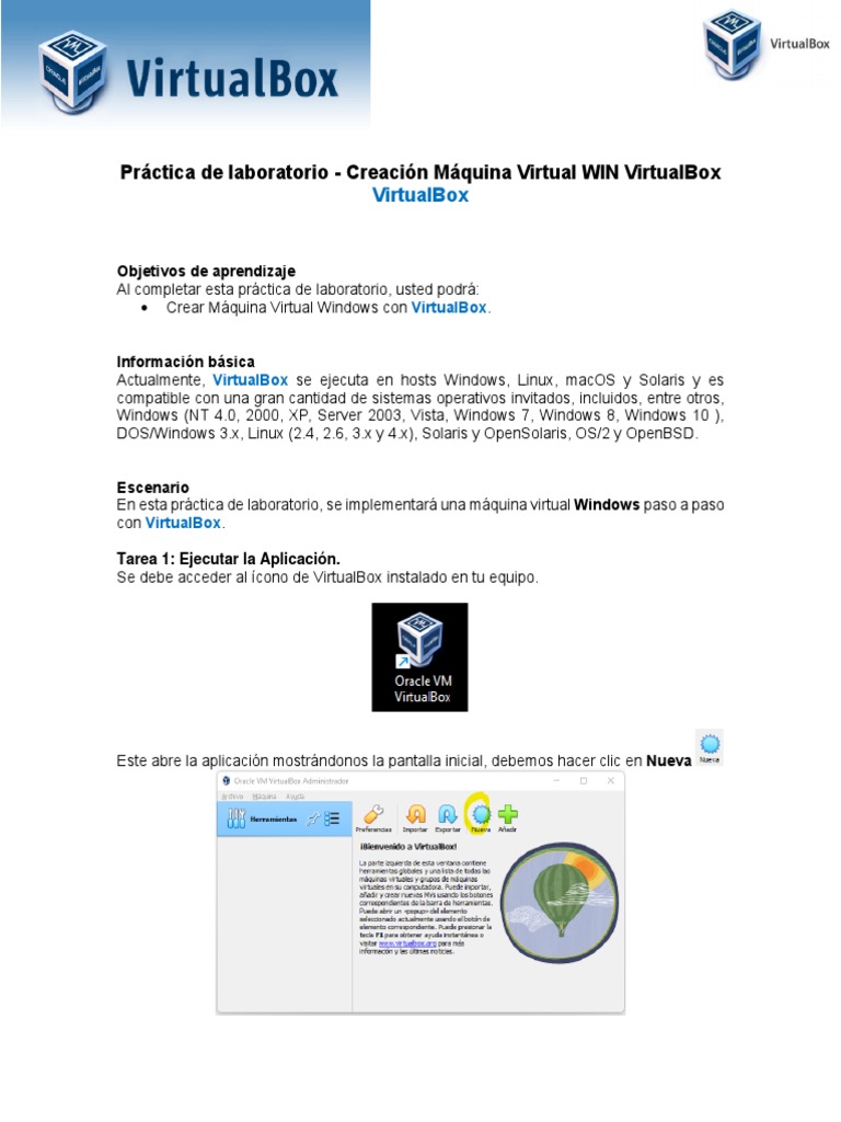 Práctica de Laboratorio - Creación Maquina Virtual WIN VirtualBox | PDF