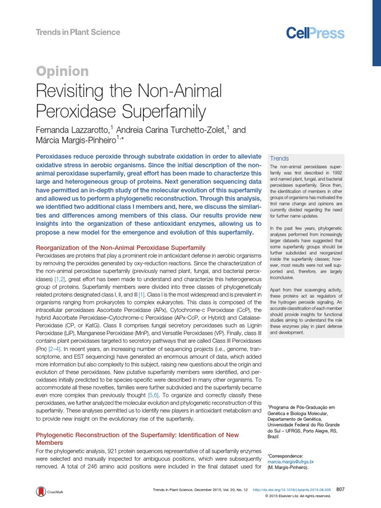 Revisiting The Non Animal Peroxidase Superfamily 2 | PDF Revisiting The Non Animal Peroxidase Superfamily 2 | PDF